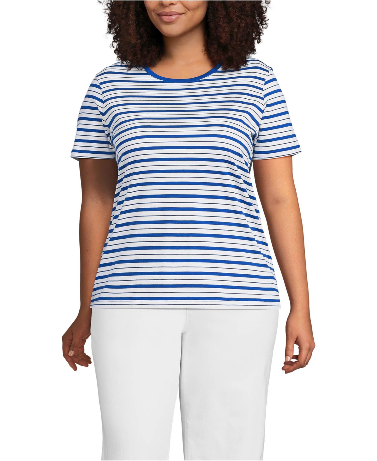Click here for Lands End Plus Size Relaxed Supima Cotton Crew Nec... prices