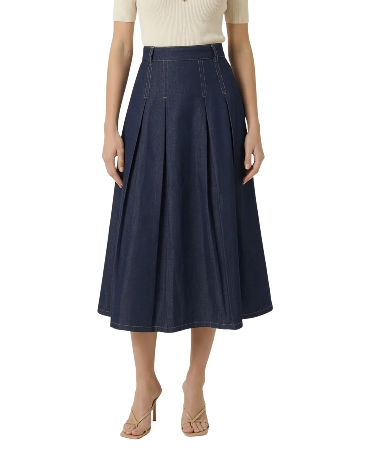 Click here for Modenaire Womens High-Waist Pleated A-Line Midi Sk... prices