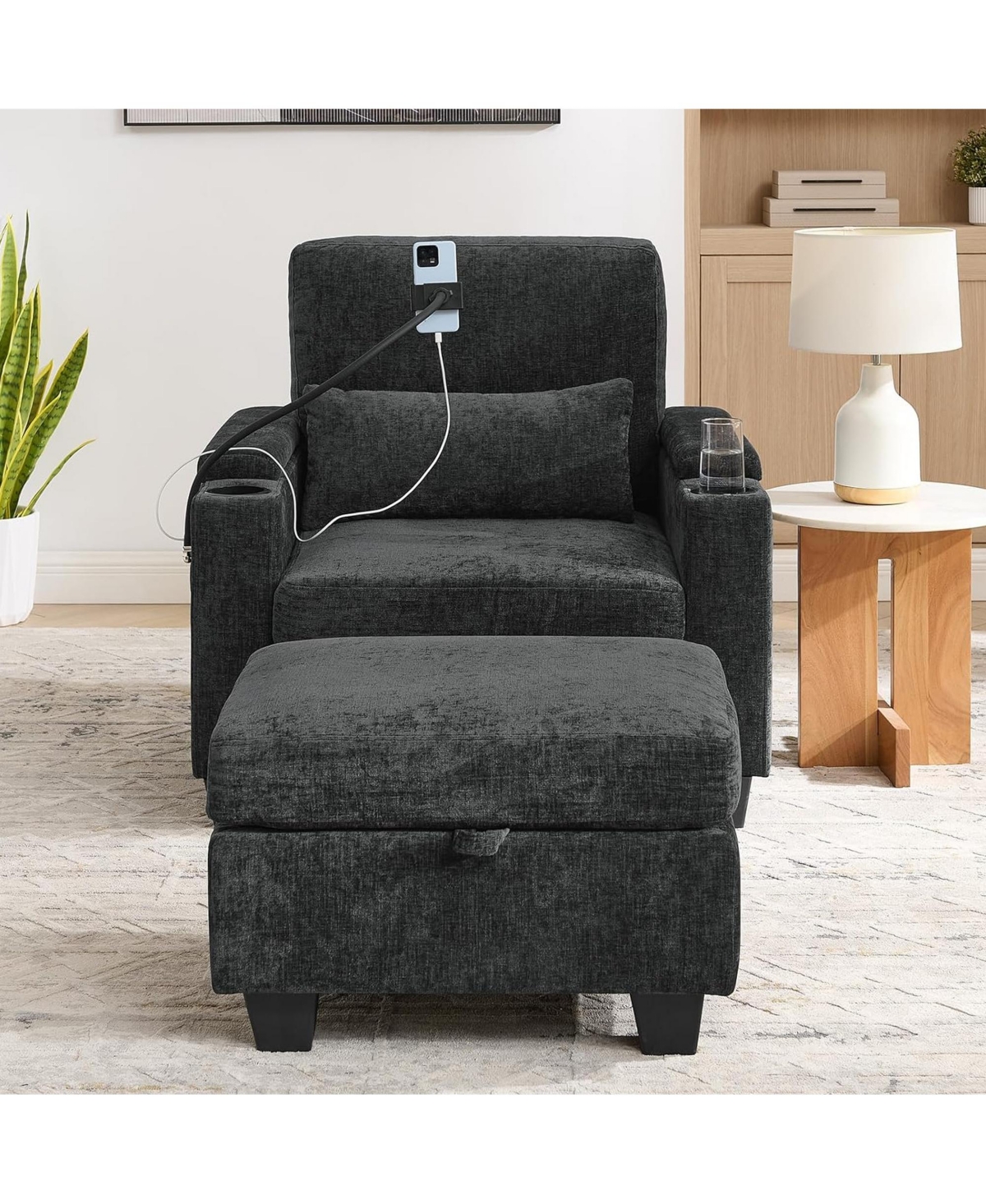Click here for Rainsken Accent Chair with Storage Ottoman Set  Co... prices