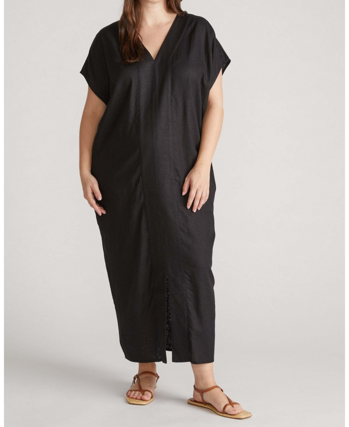 Click here for Universal Standard Plus Size Cabana Linen Kaftan -... prices