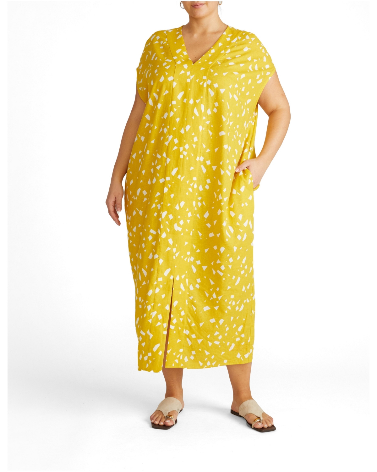 Click here for Universal Standard Plus Size Cabana Linen Kaftan -... prices