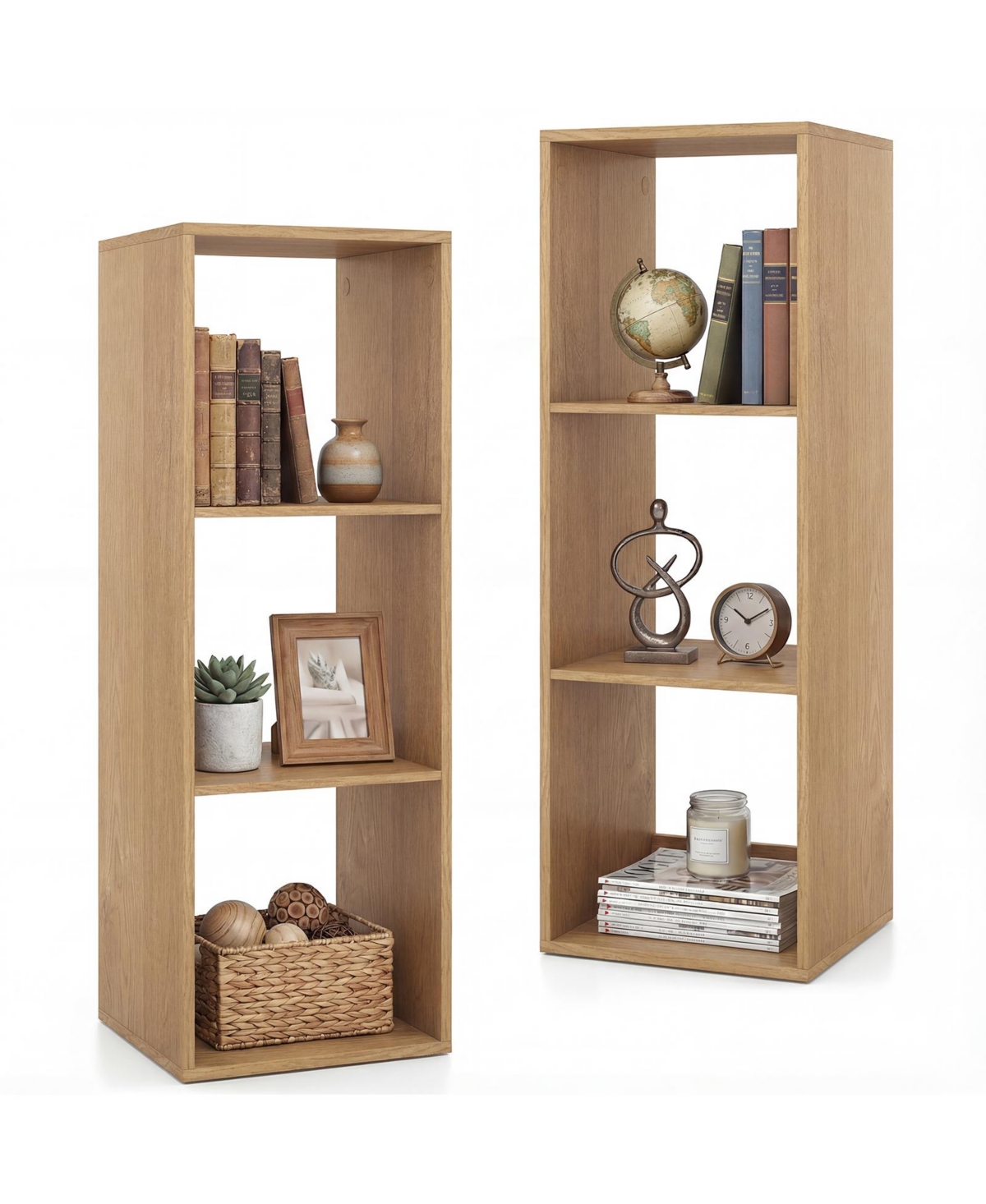 Click here for Gymax 2 Piece 3-Cube Bookshelf Vertical Bookcase w... prices