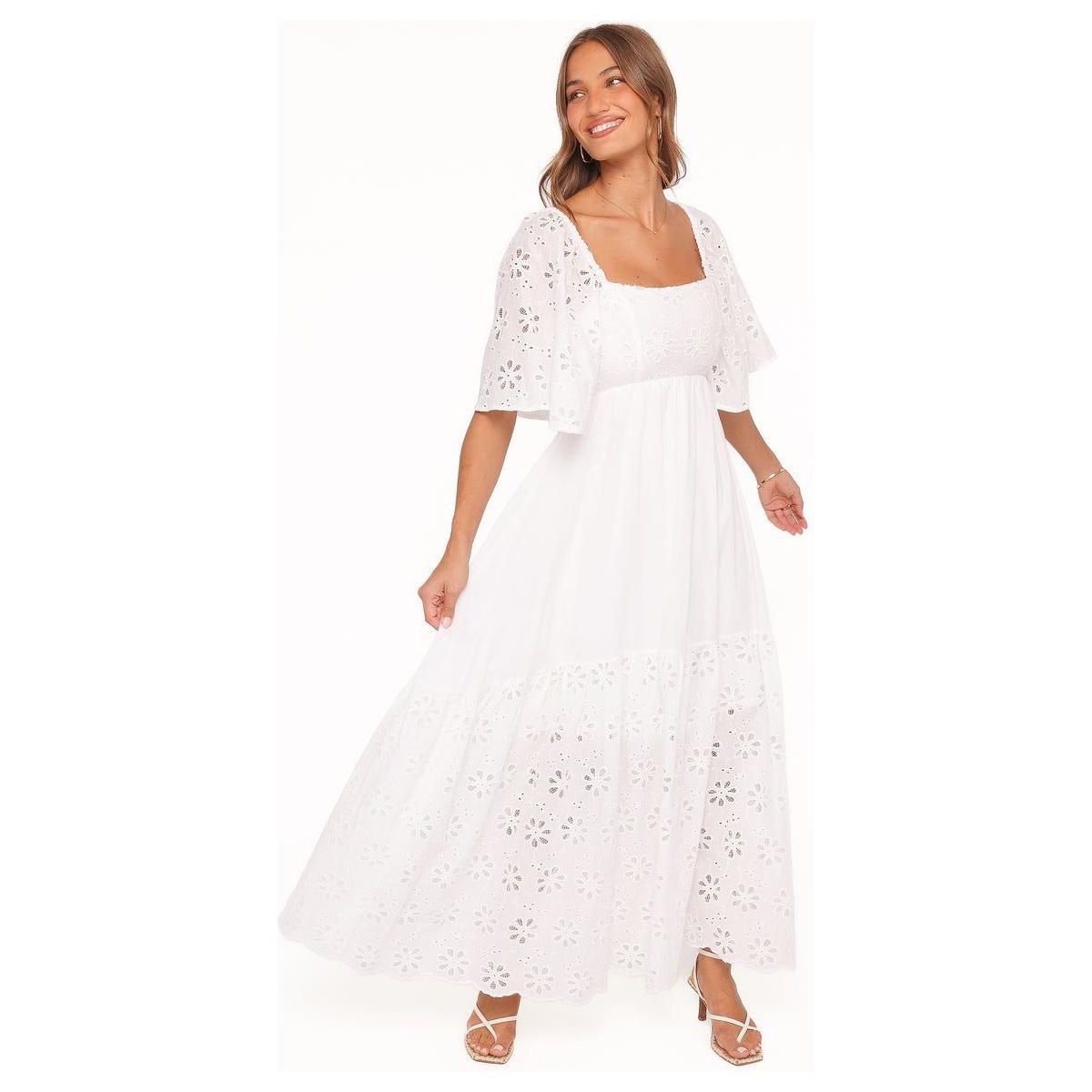 Click here for Petal and Pup Womens Xana Maxi Dress - White brode... prices