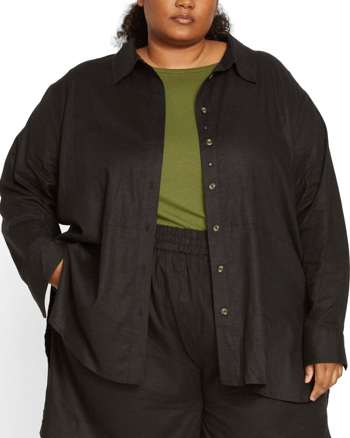 Click here for Universal Standard Plus Size Dawn Linen Hi Low Tun... prices