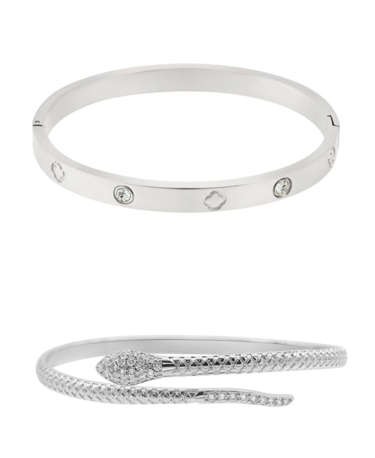 Click here for Adornia Silver 2-Piece Snake and Clover Cuff Brace... prices