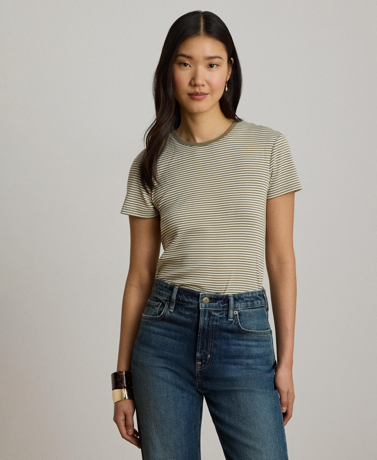 Click here for Lauren Ralph Lauren Womens Striped Short-Sleeve T-... prices