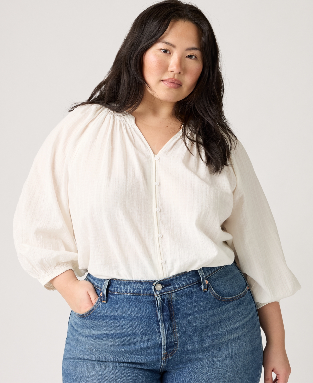 Click here for Levis Plus Size Relaxed-Fit Button-Front Top - Sug... prices