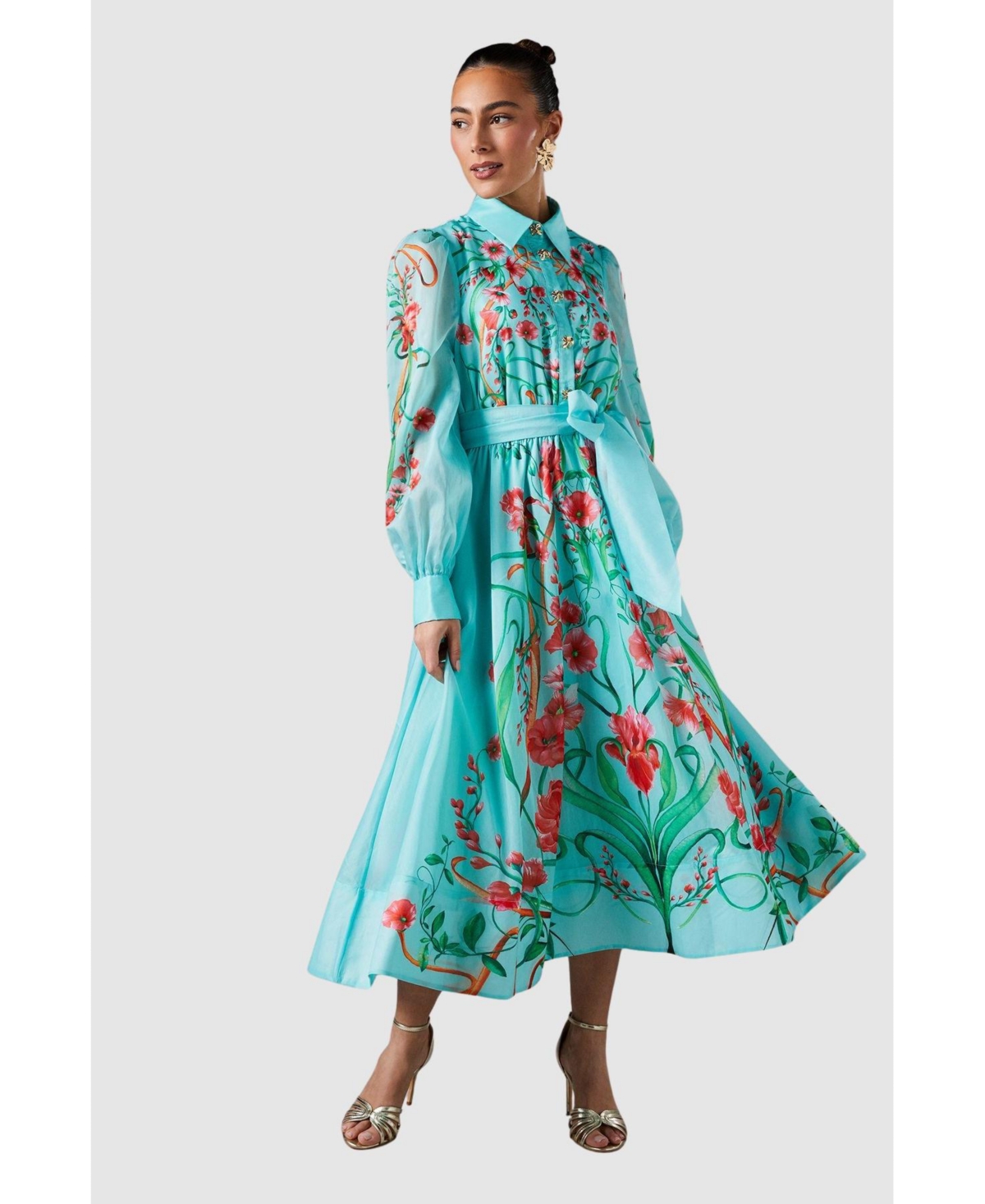 Click here for Coast Womens Border Print Organza Shirt Dress - Mi... prices