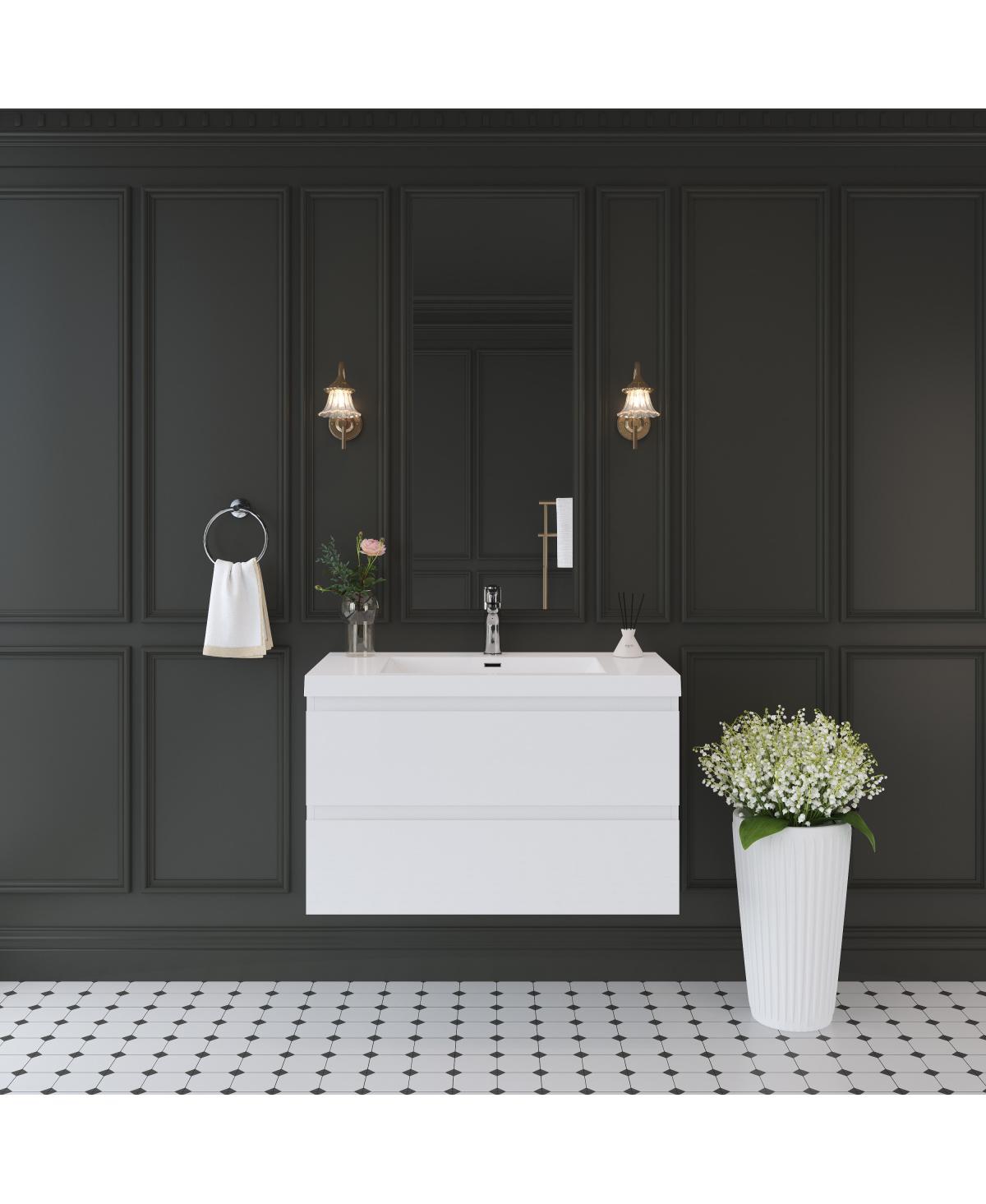 Click here for Sillysis Inch Glossy Wall Mounted Bathroom Vanity... prices