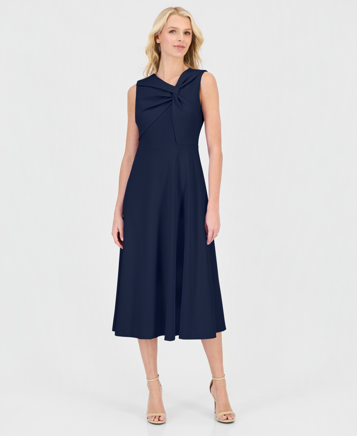 Click here for Anne Klein Womens Twist-Front A-Line Midi Dress -... prices