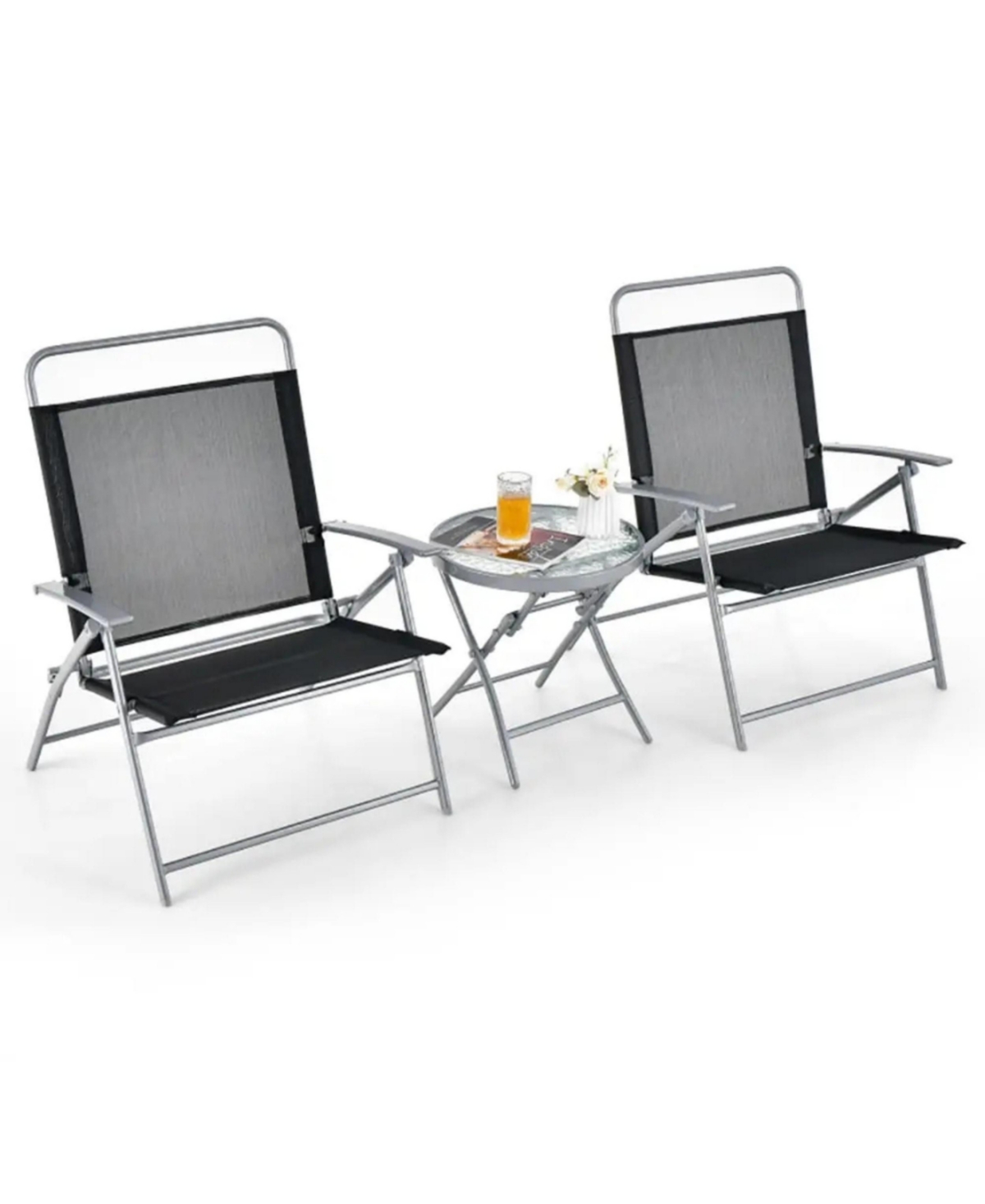 Click here for Yiortwo 3 Piece Folding Patio Furniture Set Metal... prices