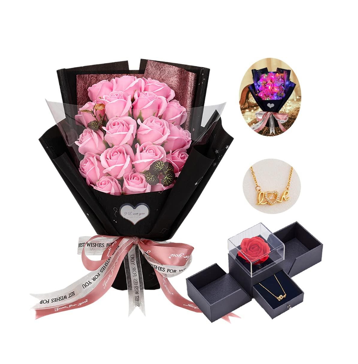 Click here for Gnuadz Preserved Rose Bouquet Necklace Gift - Cute... prices