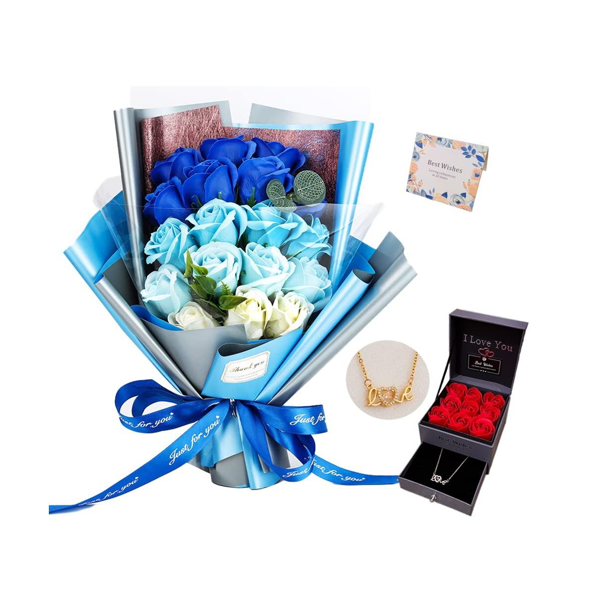 Click here for Gnuadz Preserved Rose Bouquet Necklace Gift - Navy... prices