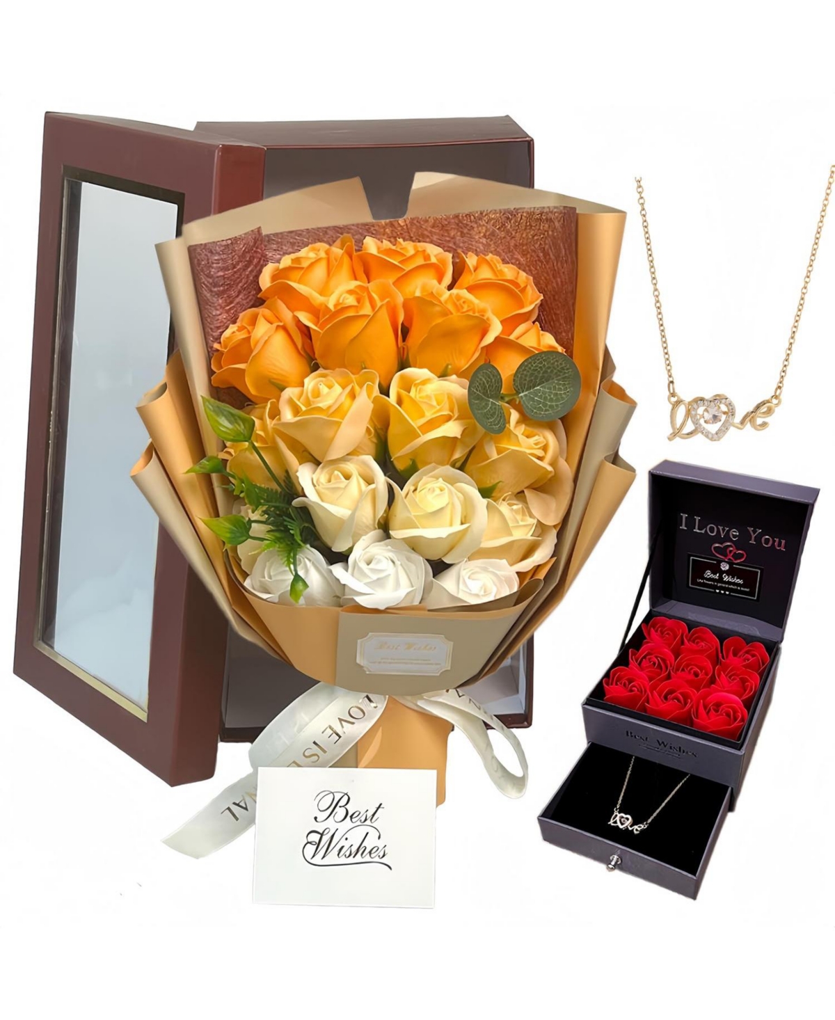 Click here for Gnuadz Preserved Rose Bouquet Necklace Gift - Oran... prices