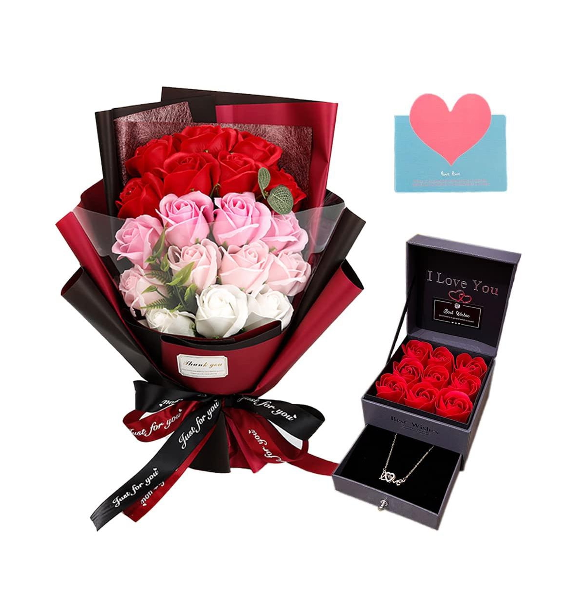 Click here for Gnuadz Preserved Rose Bouquet Necklace Gift - Pink... prices