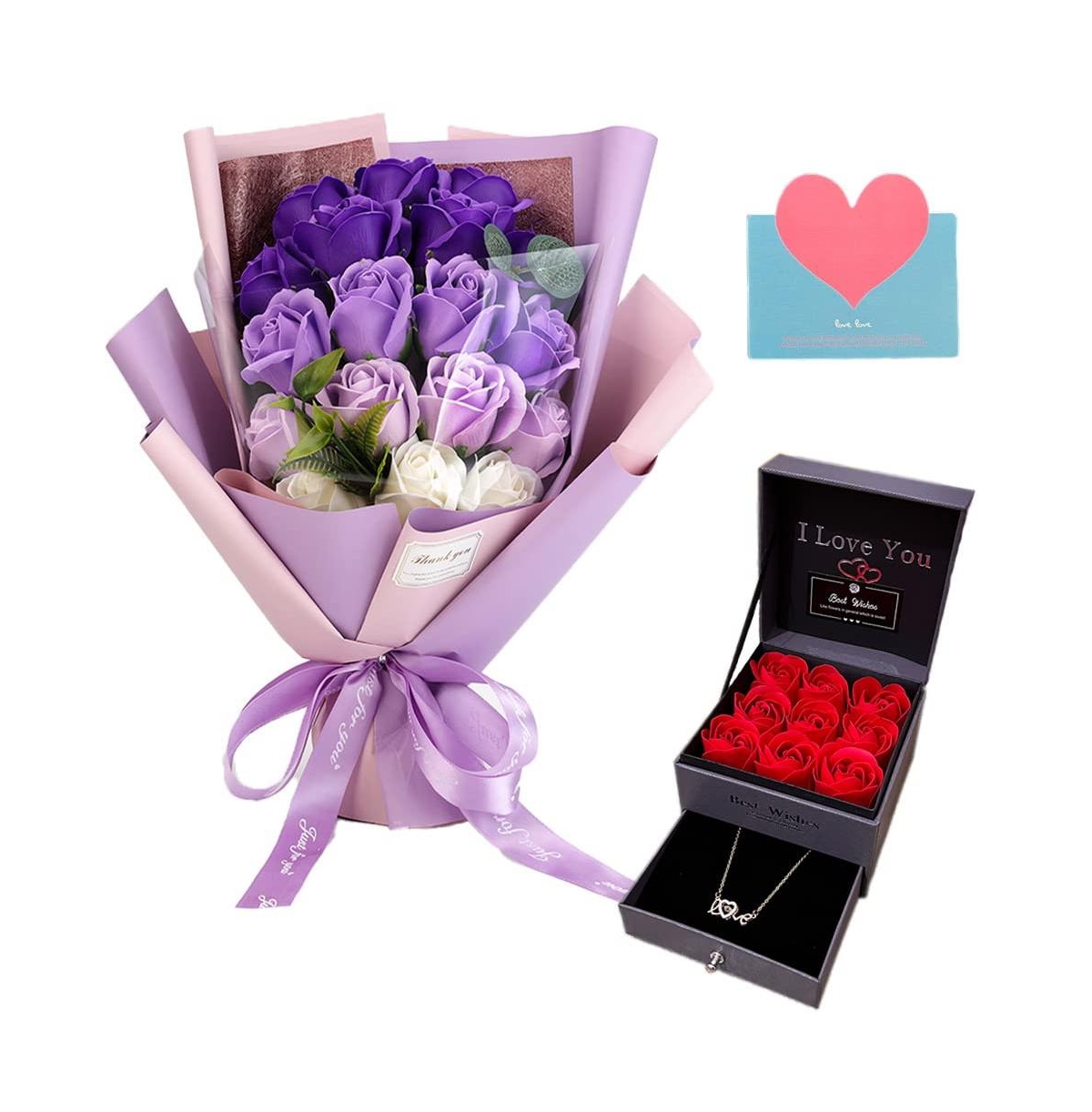 Click here for Gnuadz Preserved Rose Bouquet Necklace Gift - Purp... prices