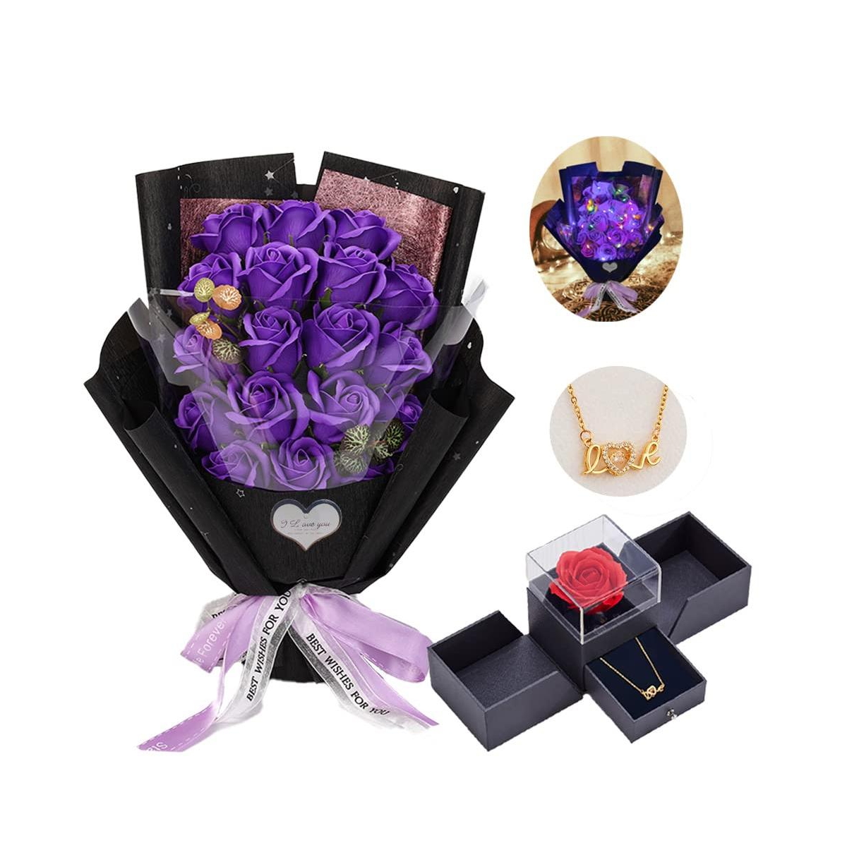 Click here for Gnuadz Preserved Rose Bouquet Necklace Gift - Roma... prices