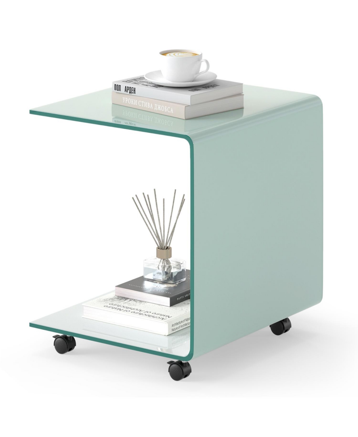 Click here for Slickblue Modern C-Shaped Side Table with Tempered... prices