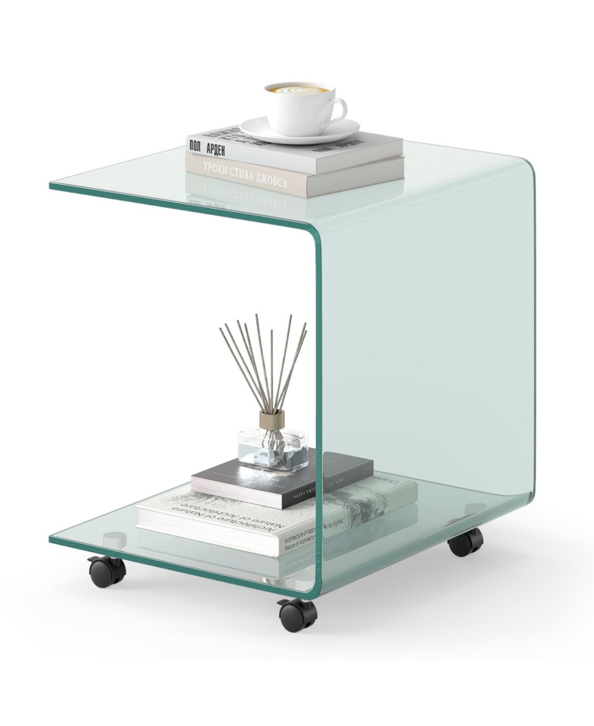 Click here for Slickblue Modern C-Shaped Side Table with Tempered... prices
