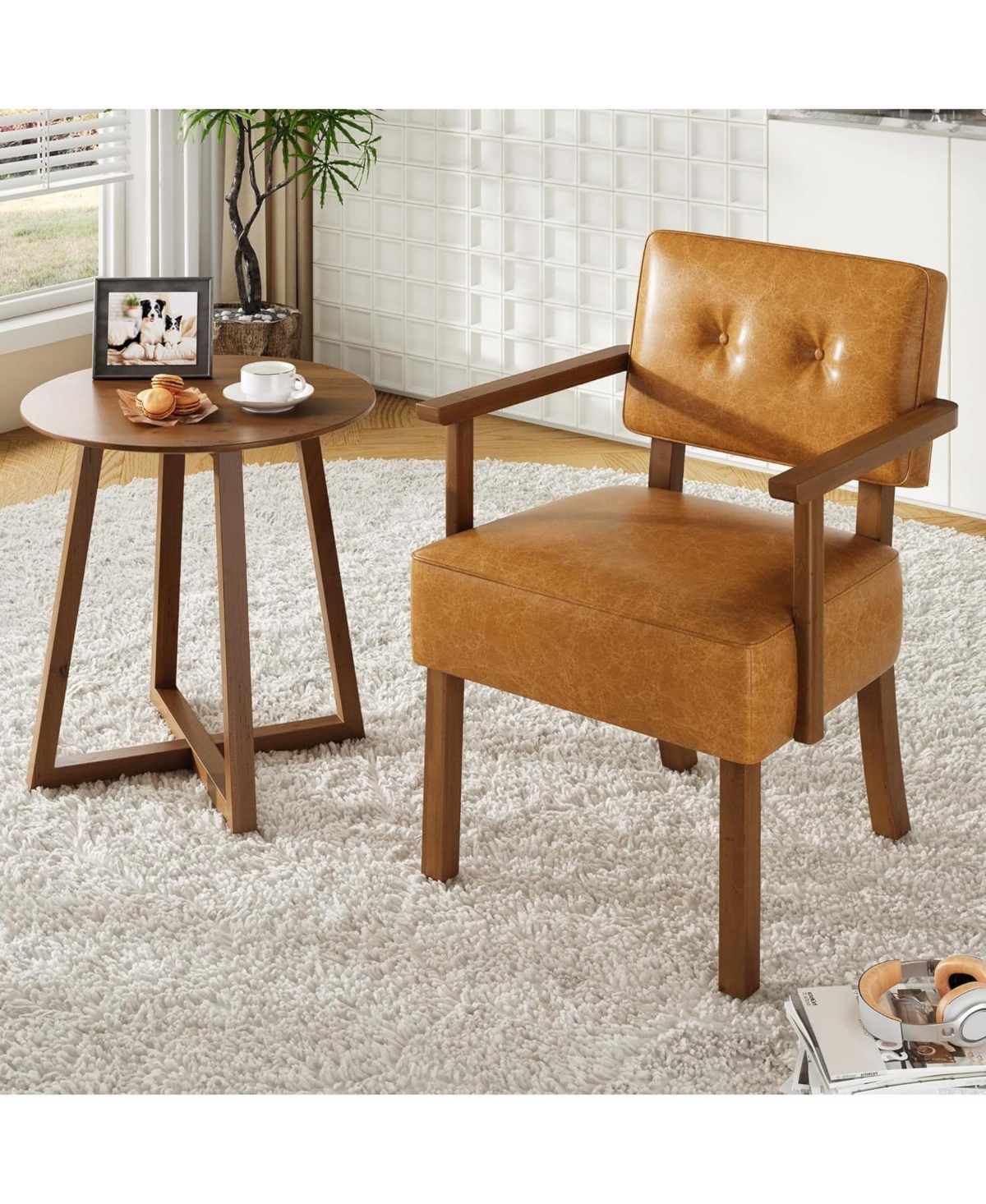 Click here for gaomon Mid-Century Accent Chair with Wood Frame Pu... prices