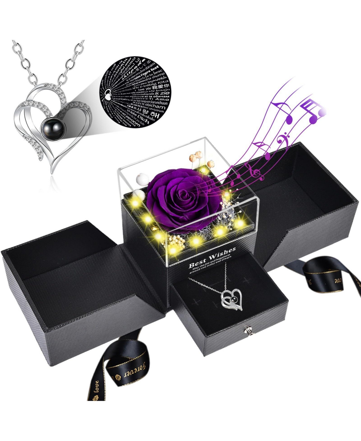 Click here for Gnuadz Preserved Rose Necklace Music Box Gift - Pu... prices