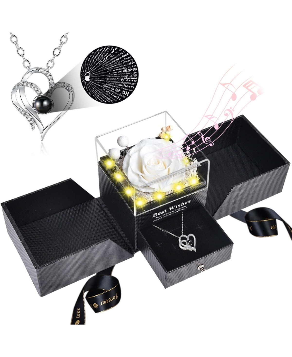 Click here for Gnuadz Preserved Rose Necklace Music Box Gift - Wh... prices