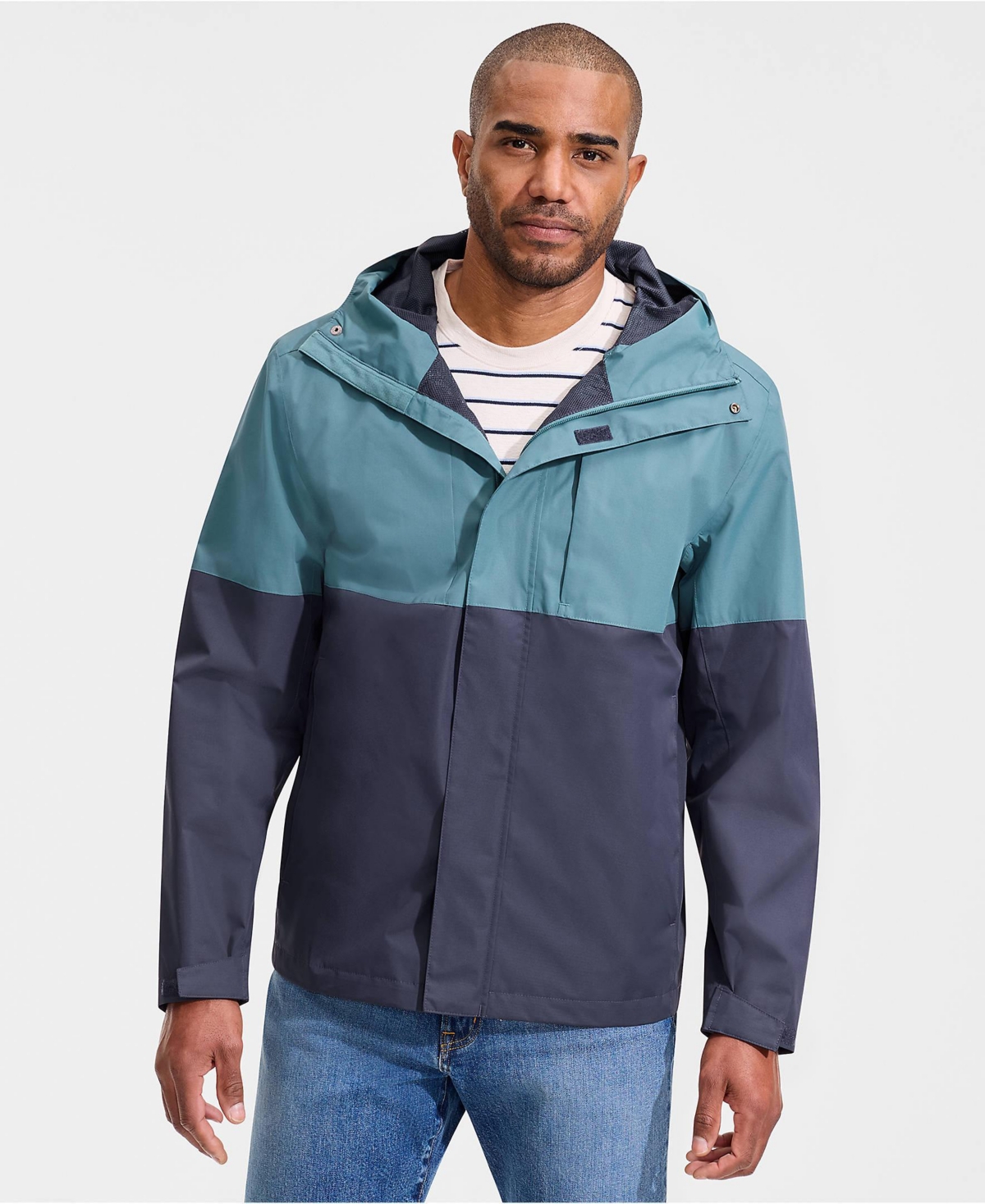 Click here for Lands End Mens Waterproof Colorblock Raincoat - Ti... prices