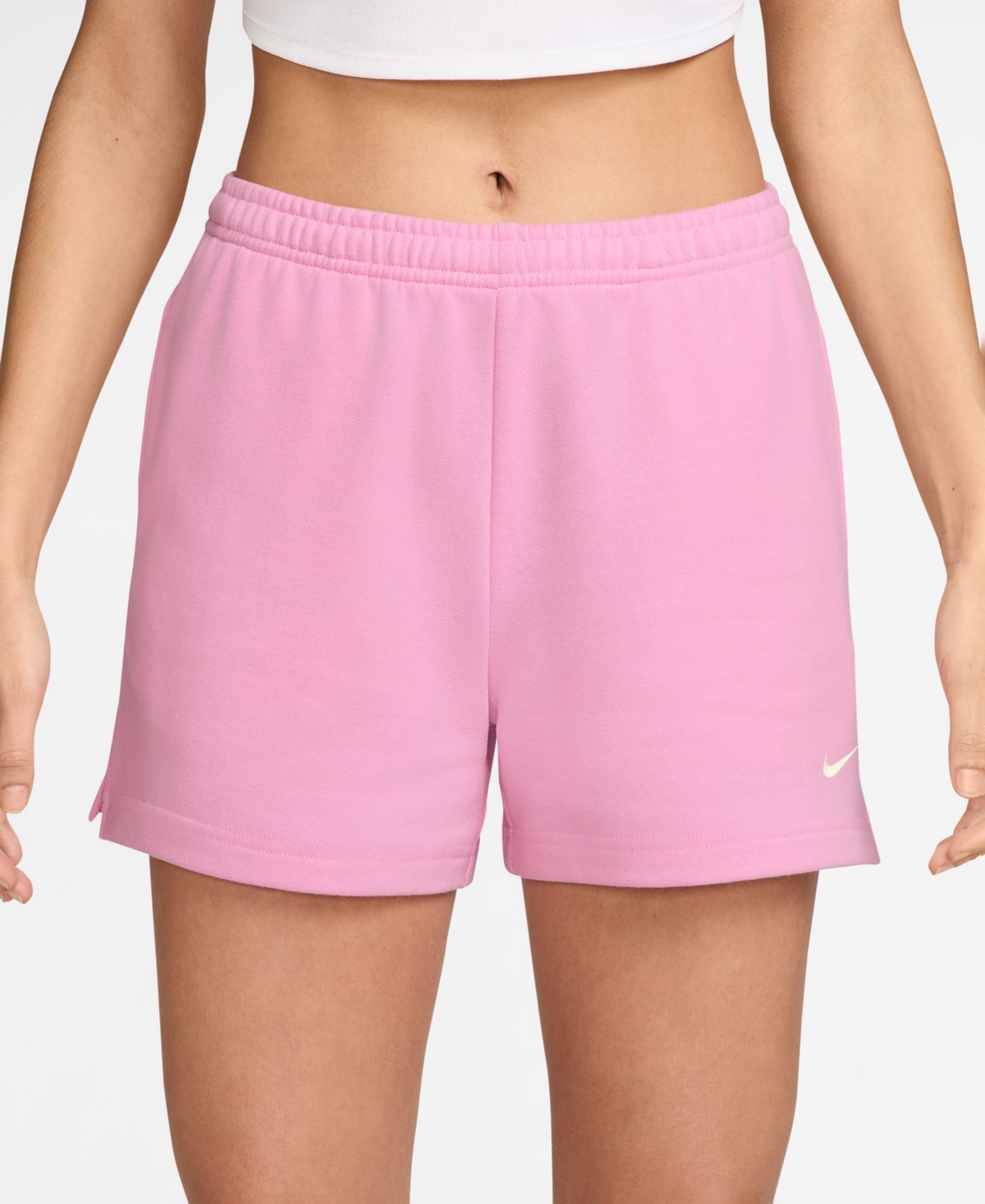 Click here for Nike Studio Fleece Womens Mid-Rise 4 Shorts - Pink... prices