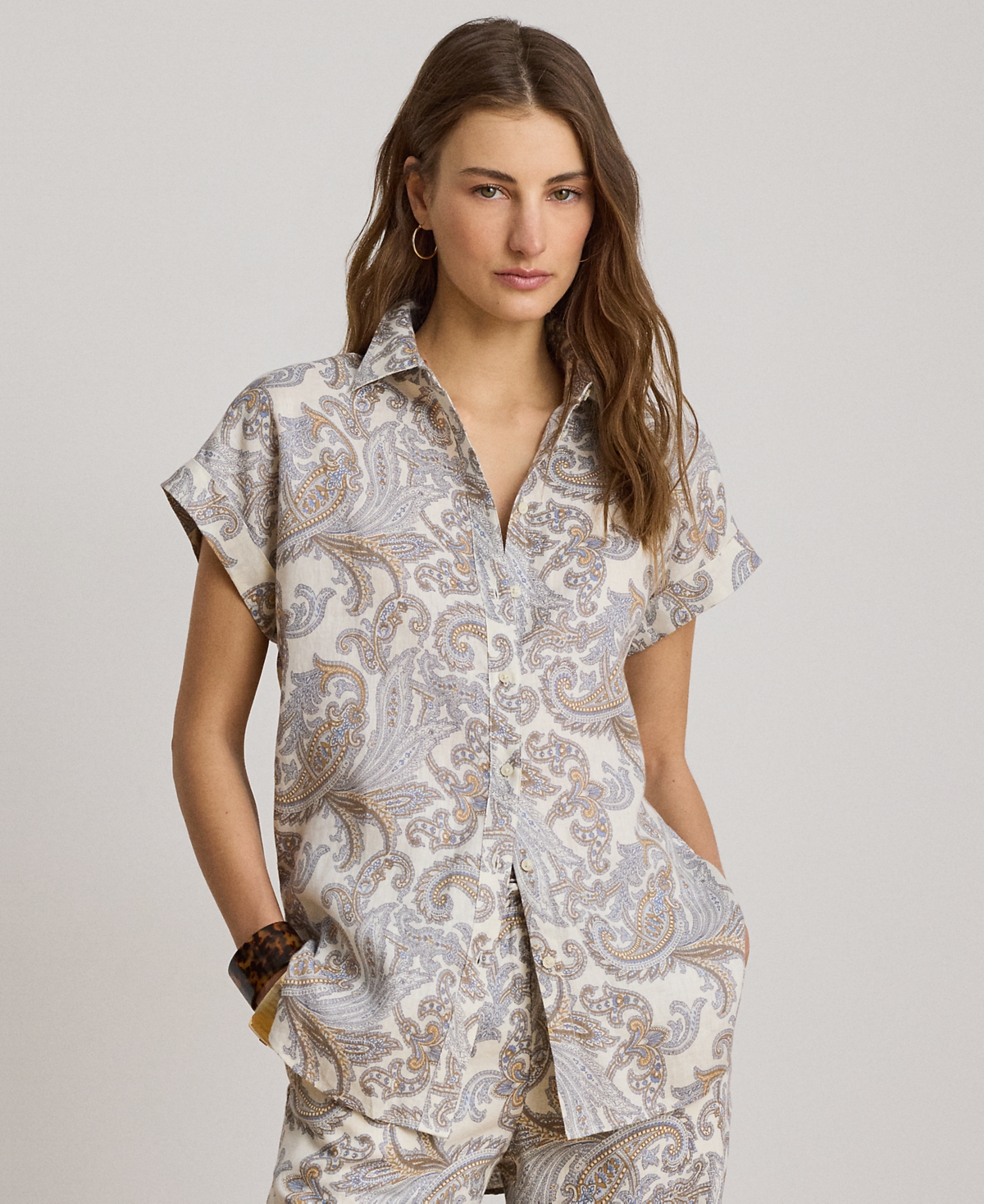 Click here for Lauren Ralph Lauren Petite Paisley Short-Sleeve Sh... prices