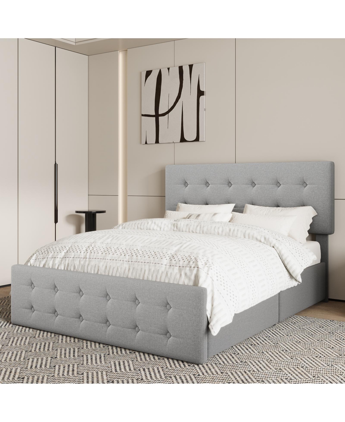 Click here for Homfan Upholstered Platform Bed Frame with 4 Stora... prices