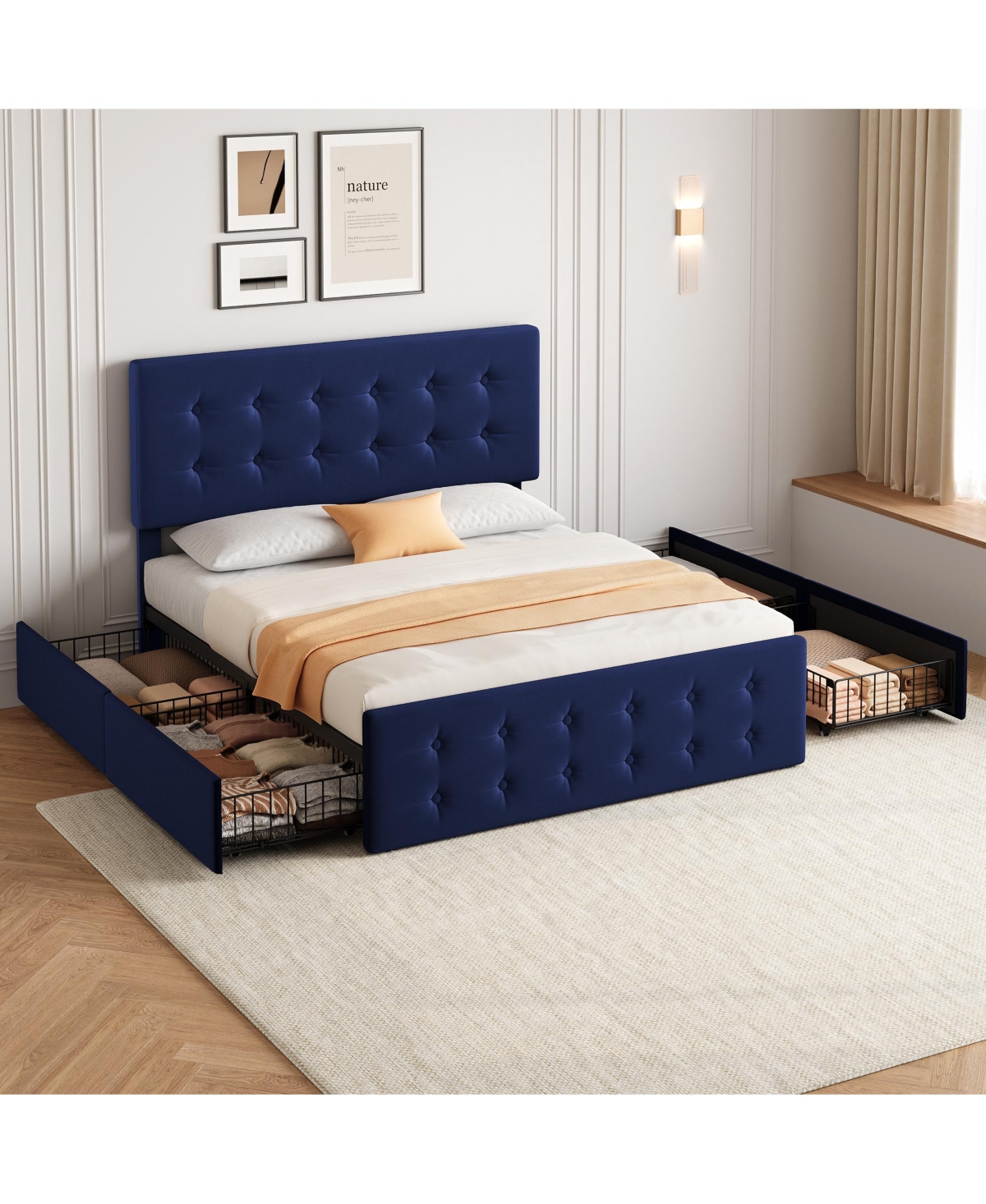 Click here for Homfan Upholstered Platform Bed Frame with 4 Stora... prices