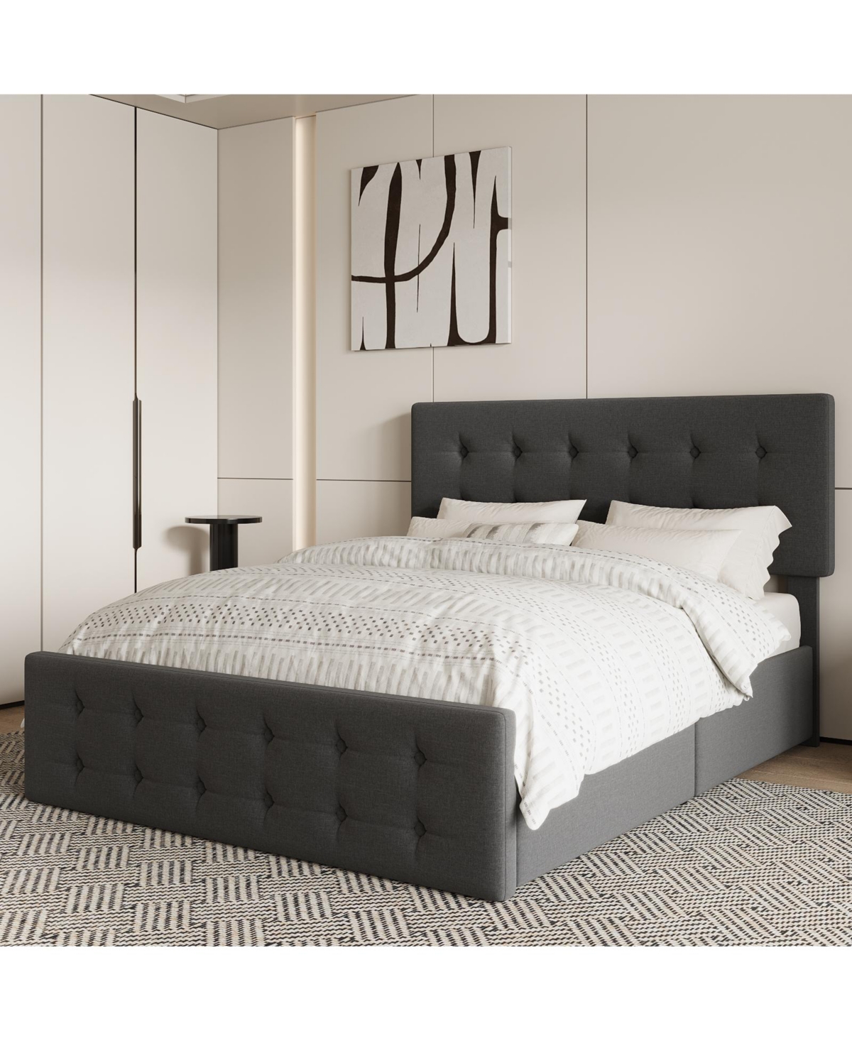 Click here for Homfan Upholstered Platform Bed Frame with 4 Stora... prices