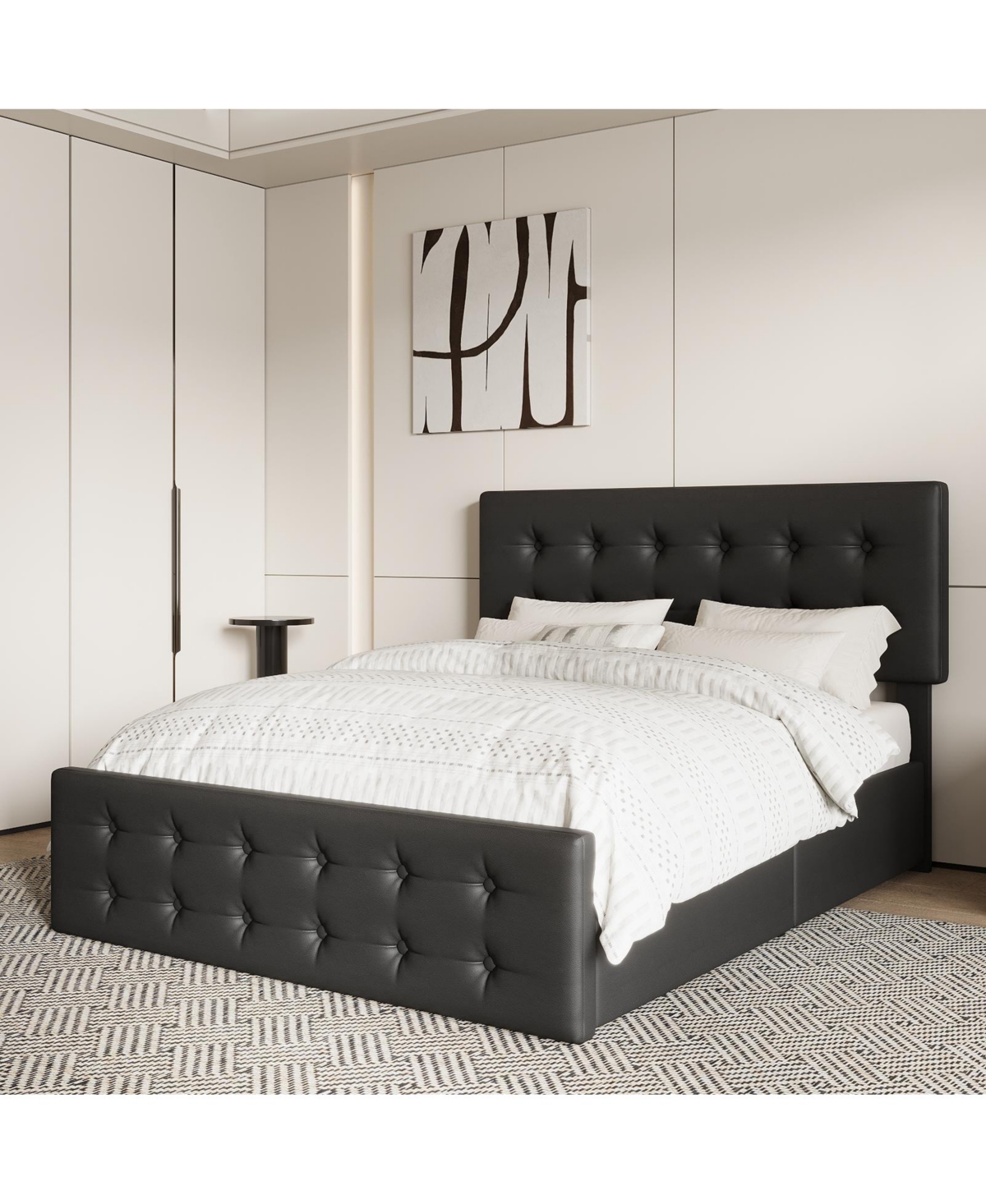 Click here for Homfan Upholstered Platform Bed Frame with 4 Stora... prices