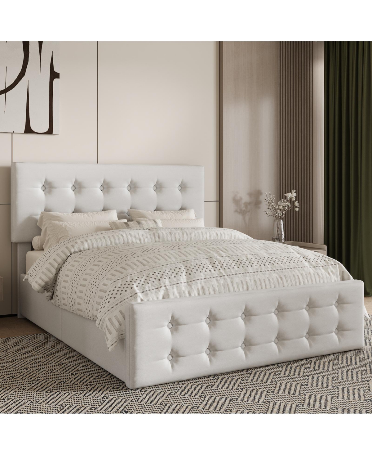 Click here for Homfan Upholstered Platform Bed Frame with 4 Stora... prices