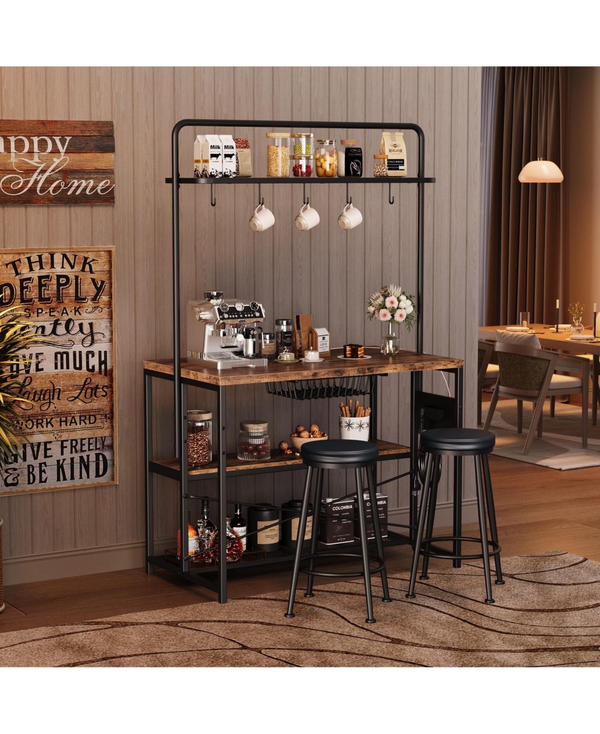 Click here for homfan 42 Inch Industrial Bar Table with Storage P... prices