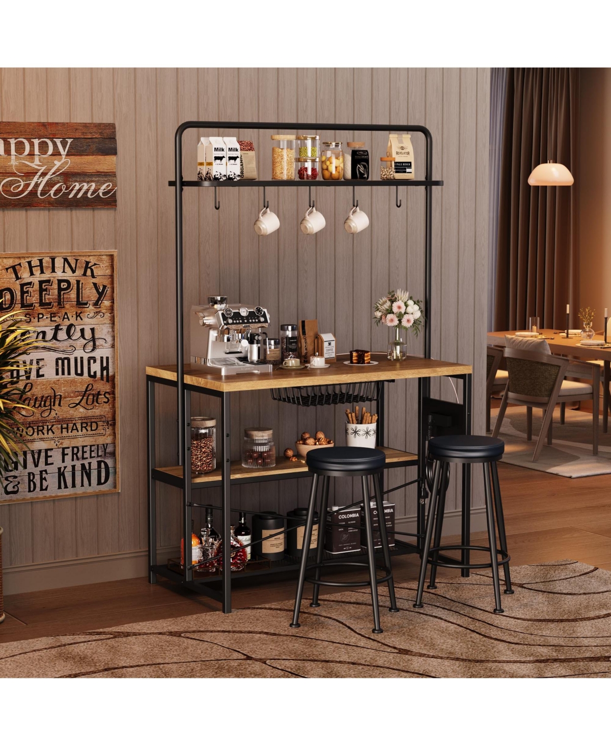 Click here for homfan 42 Inch Industrial Bar Table with Storage P... prices