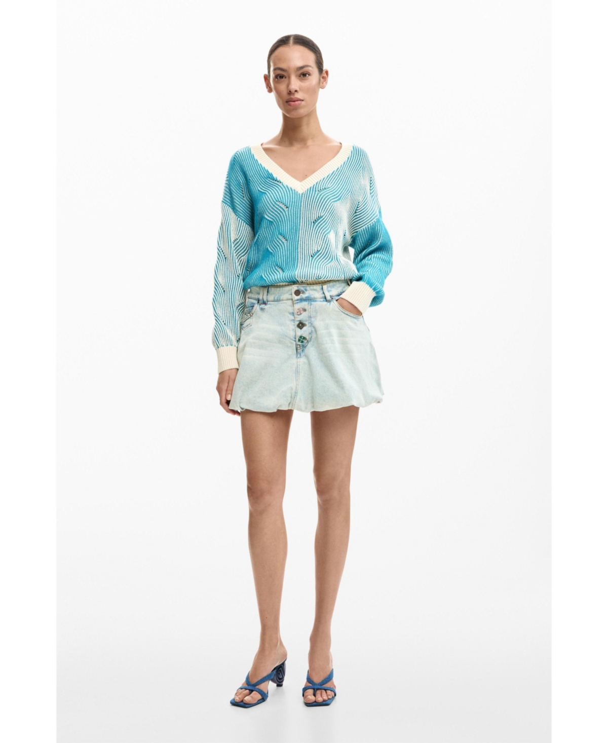 Click here for Desigual Womens Short Denim Skirt - Medium blue prices