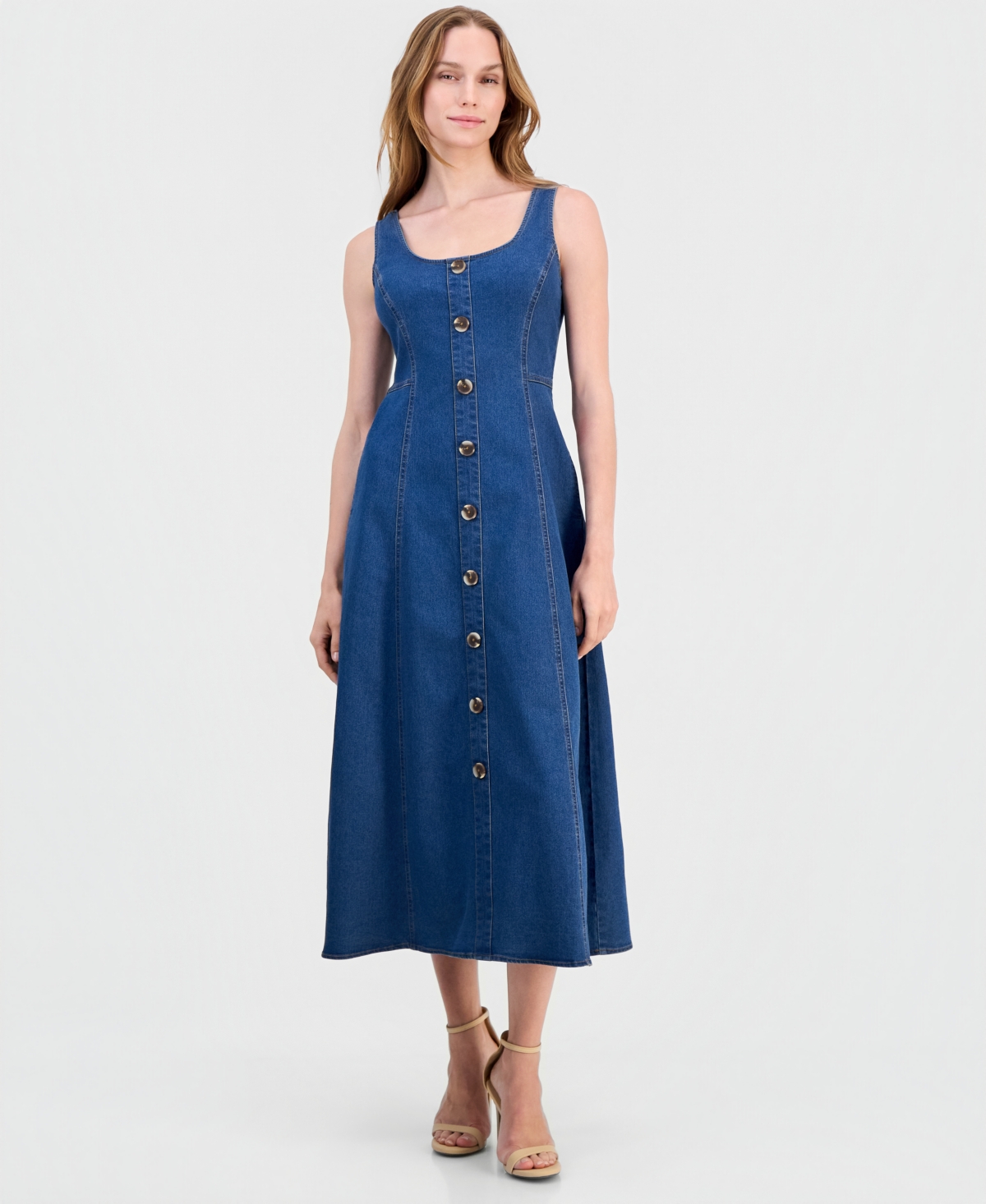 Click here for Anne Klein Womens Sleeveless Button-Front Dress -... prices
