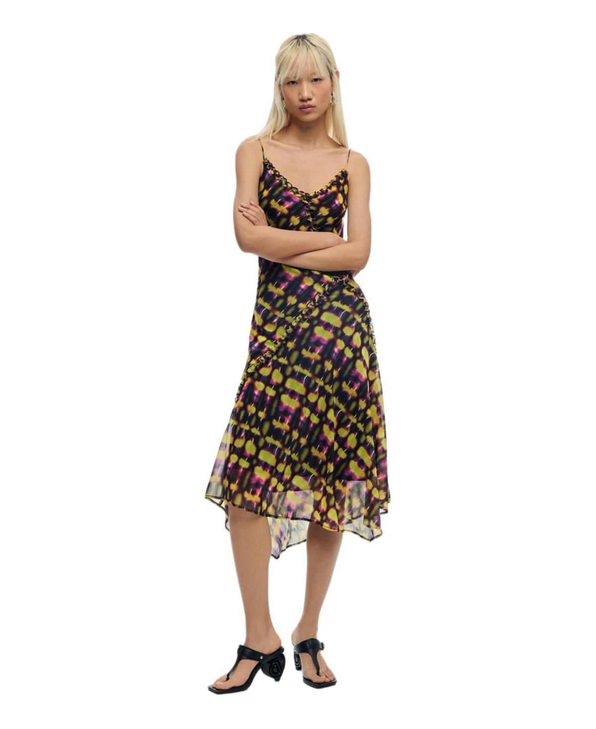 Click here for Desigual Womens Midi dress with straps - Green prices