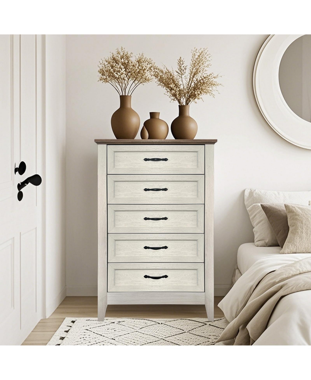 Click here for gaomon 5 Drawer Vintage Wood Dresser  Tall Modern... prices