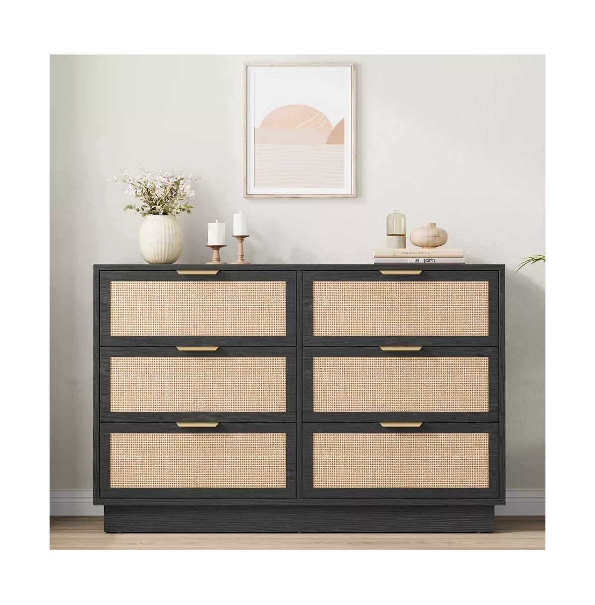 Click here for gaomon Rattan 6 Drawer Dresser with Metal Handles... prices