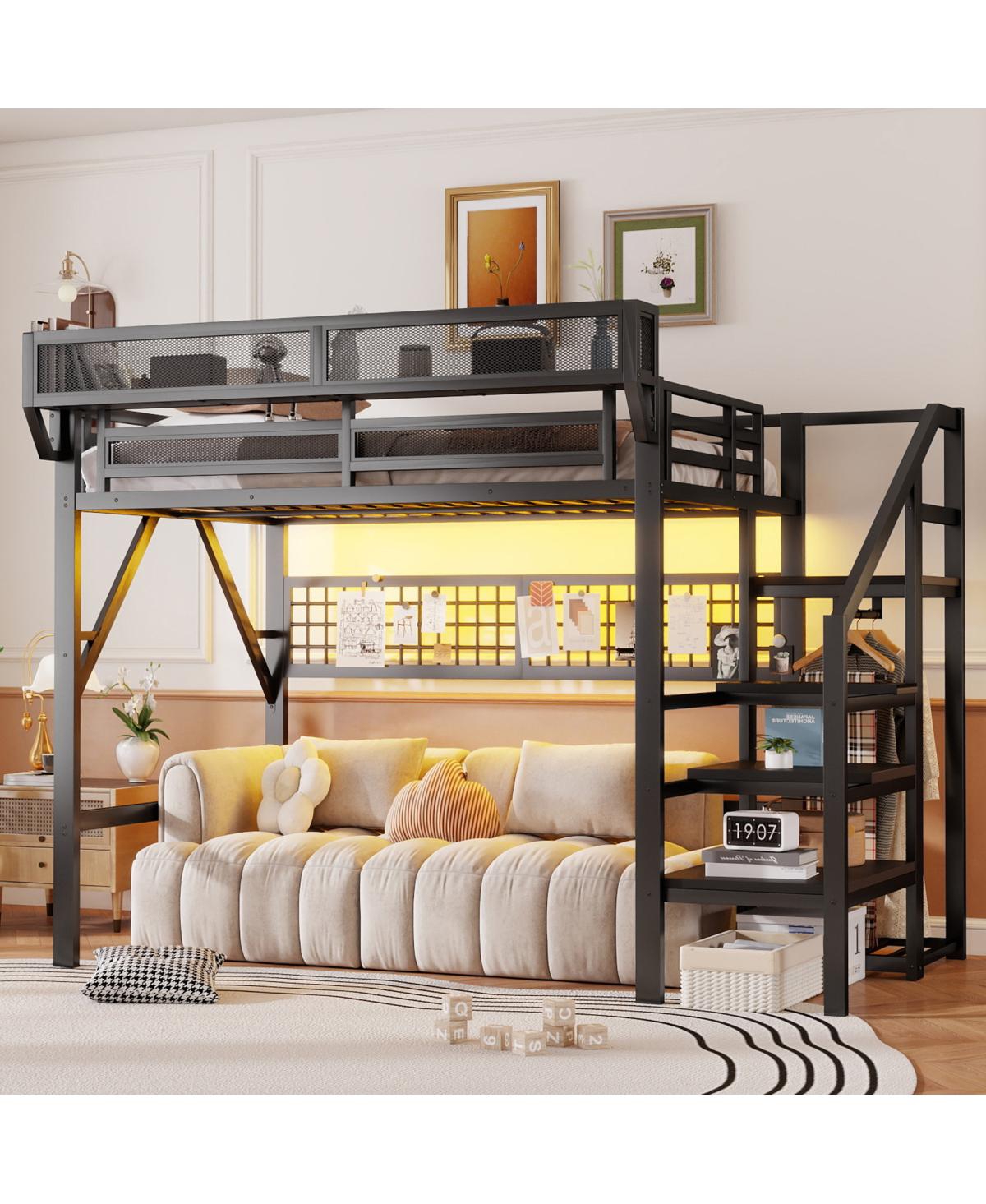 Click here for Streamdale Furniture Metal Full Loft Bed with Stai... prices