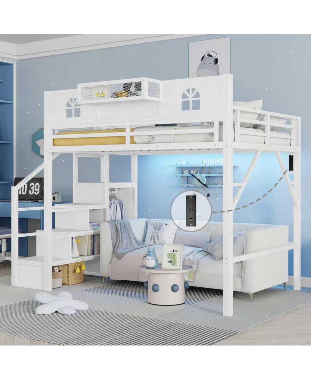 Click here for Streamdale Furniture Metal Full Loft Bed with Stai... prices