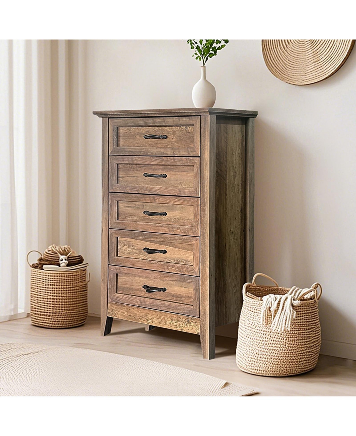 Click here for gaomon 5 Drawer Vintage Wood Dresser  Tall Modern... prices