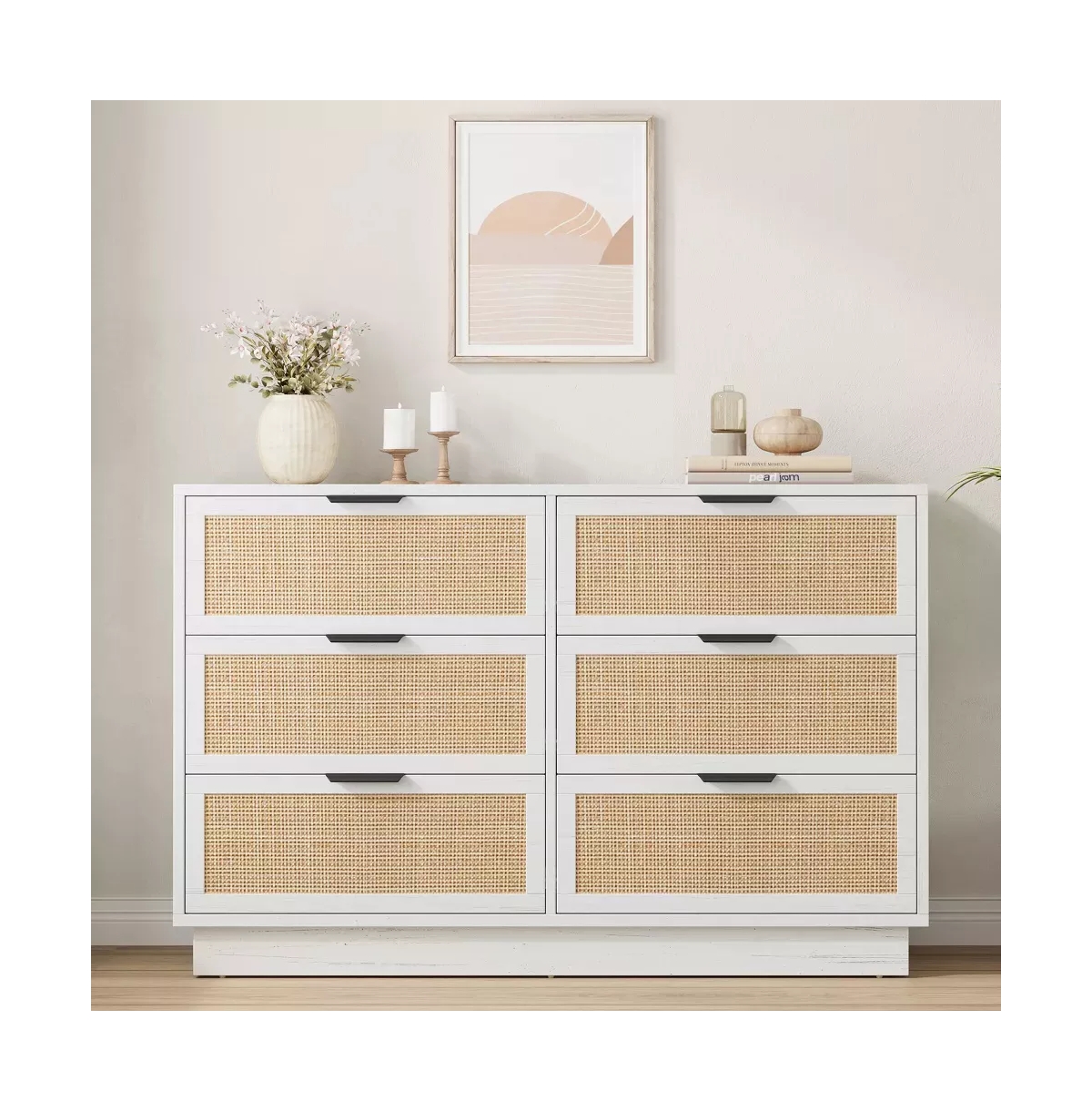 Click here for gaomon Rattan 6 Drawer Dresser with Metal Handles... prices
