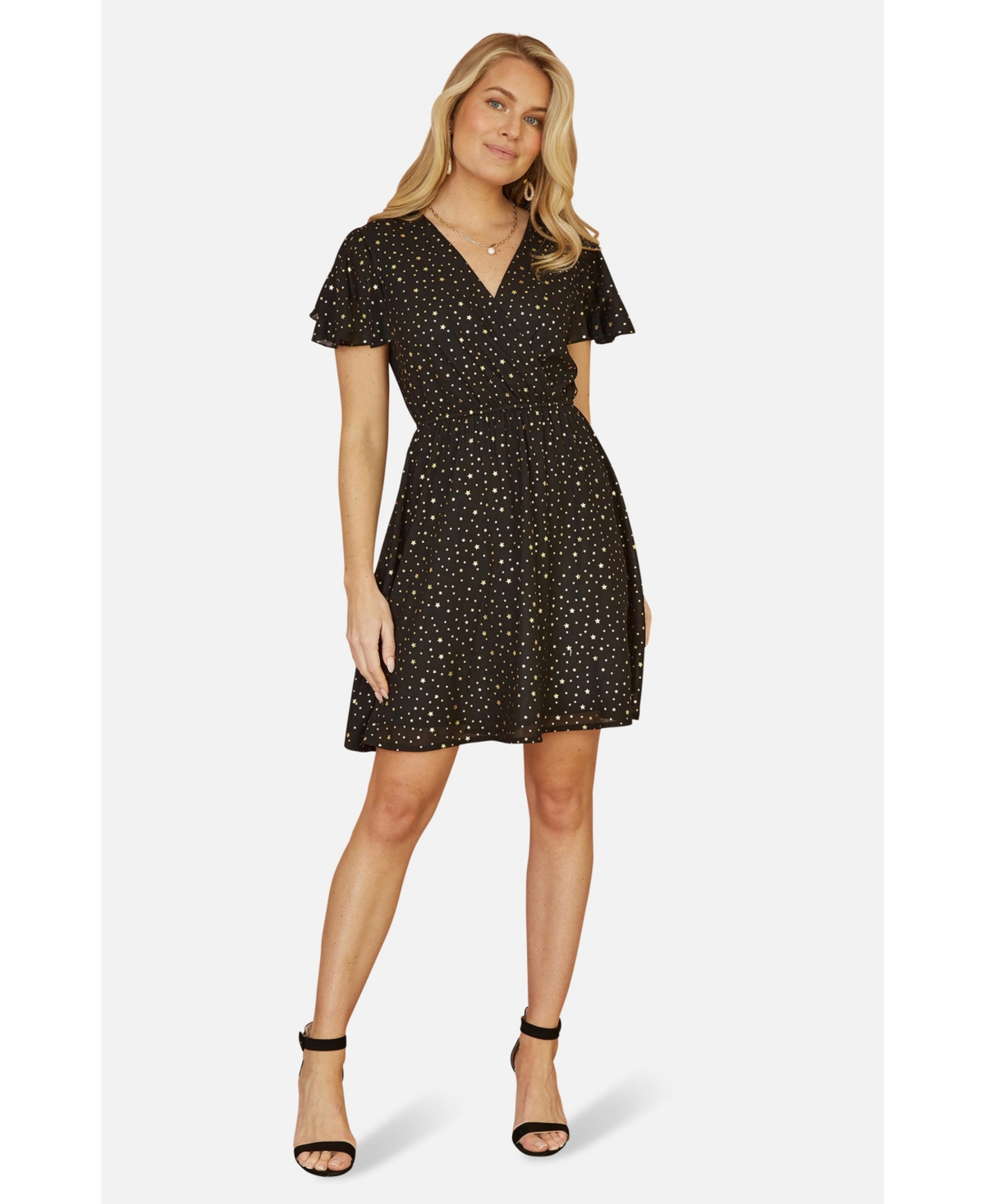 Click here for Yumi Womens Skater Dress With Mini Star Foil Print... prices