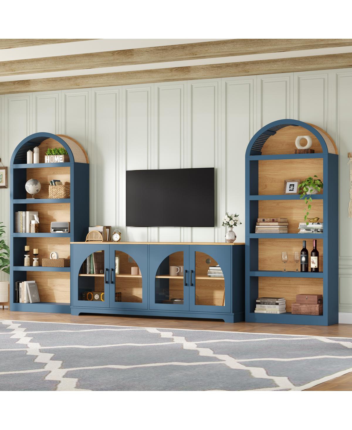 Click here for Streamdale Furniture Retro Tv Stand Set Bookshelf... prices