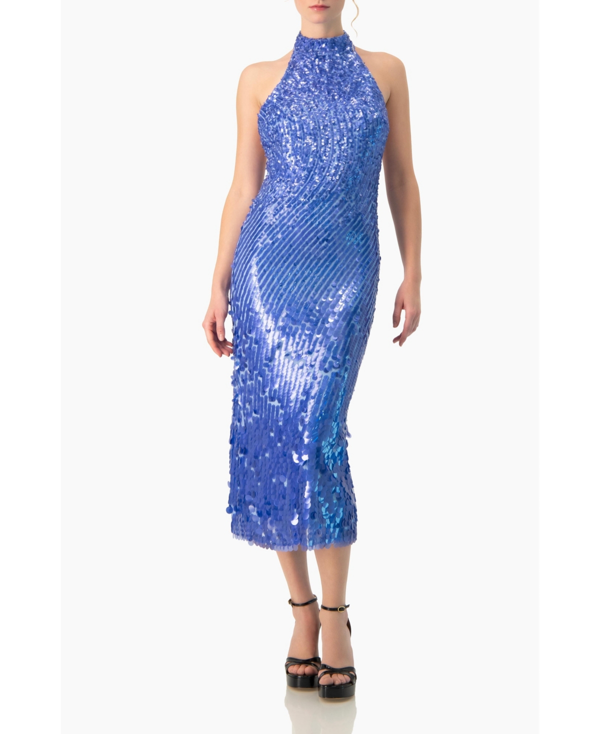 Click here for Ivonne Womens Halter Paillette Sequin Midi Dress W... prices