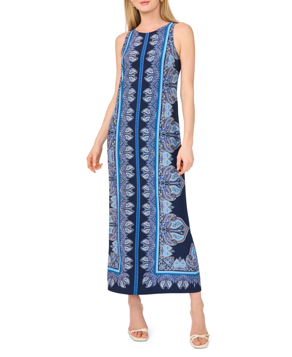 Click here for Vince Camuto Womens Printed Sleeveless Crewneck Mi... prices