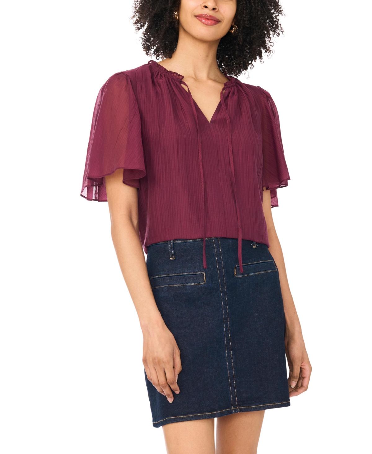 Click here for Vince Camuto Womens Tie Neck Short-Sleeve Blouse -... prices